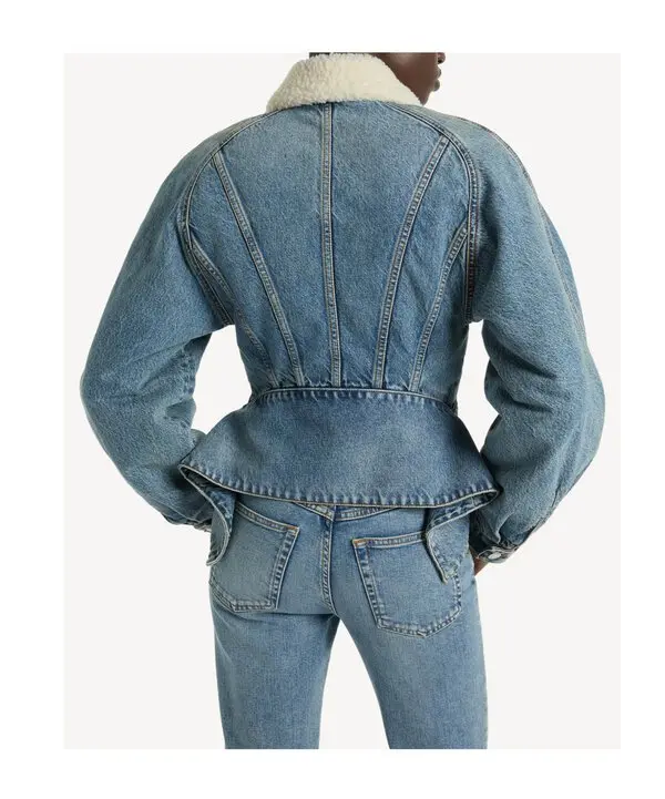 Balmain Denim Signature Jacket With Shearling Collar