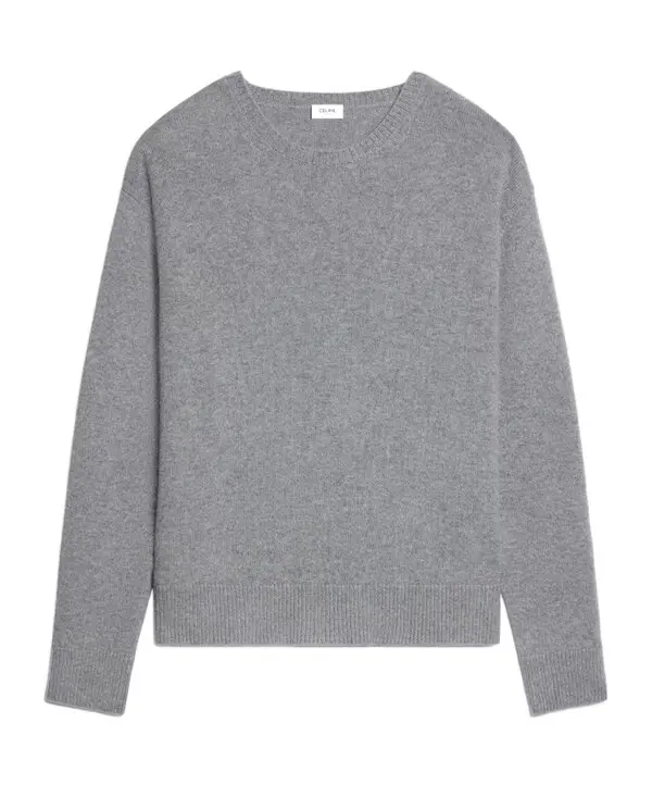 Celine Crewneck Sweater In Fine Cashmere - Medium Gray