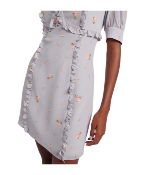 Alessandra Rich Floral Silk Crêpe De Chine Minidress - No