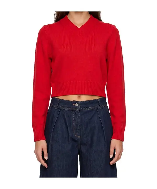 Soeur V-neck Cropped Knit Sweater