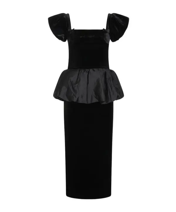SELF-PORTRAIT Puff-sleeve Peplum Dress