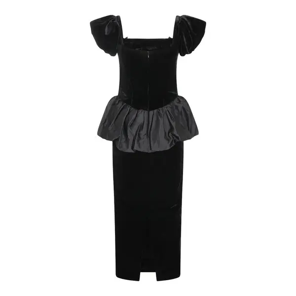 SELF-PORTRAIT Puff-sleeve Peplum Dress