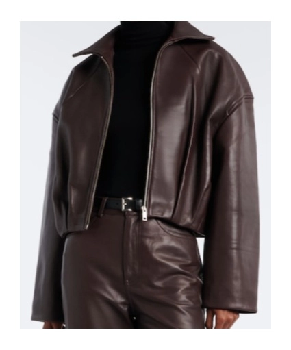 ROTATE BY BIRGER CHRISTENSEN Cropped Leather Jacket