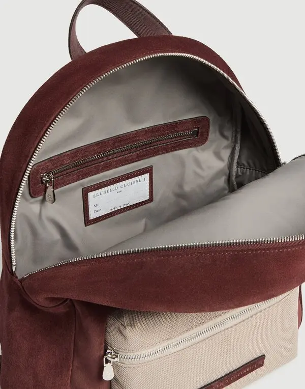 Brunello Cucinelli Suede And Techno Cotton Backpack