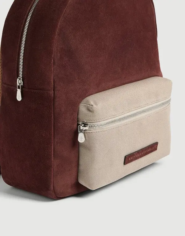 Brunello Cucinelli Suede And Techno Cotton Backpack