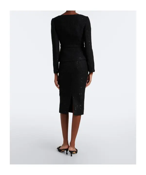 Roland Mouret Sequined Bouclé Pencil Skirt