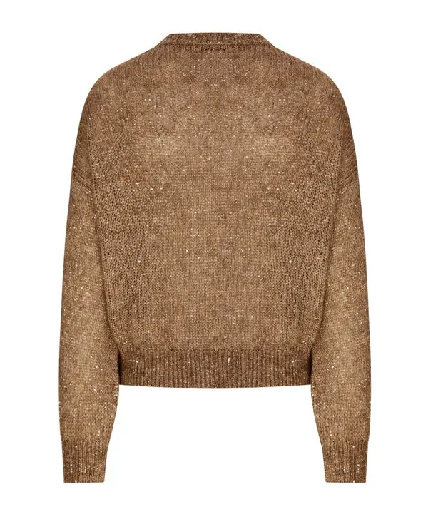 Brunello Cucinelli Sequin-embellished Knitted Sweater - Brown