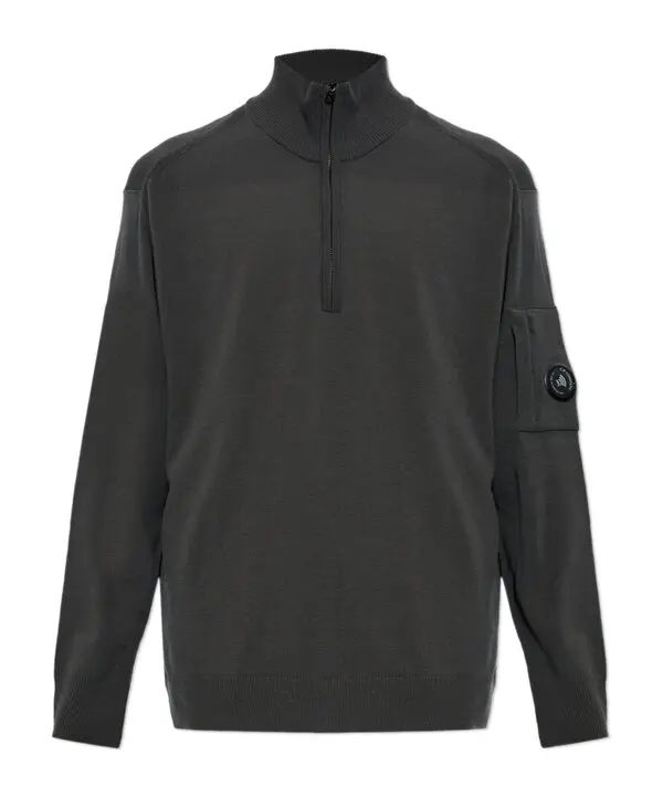 C.P. COMPANY Lens-detail Quarter-zip Sweater - Grey