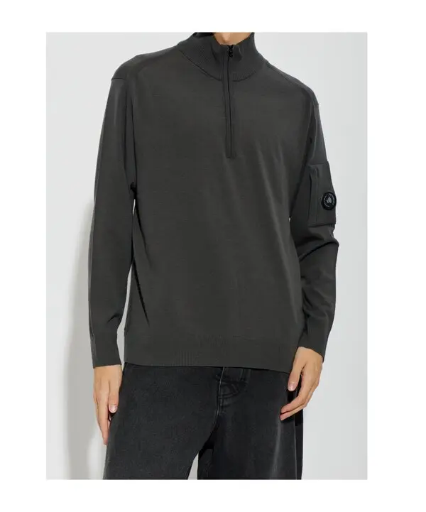 C.P. COMPANY Lens-detail Quarter-zip Sweater - Grey