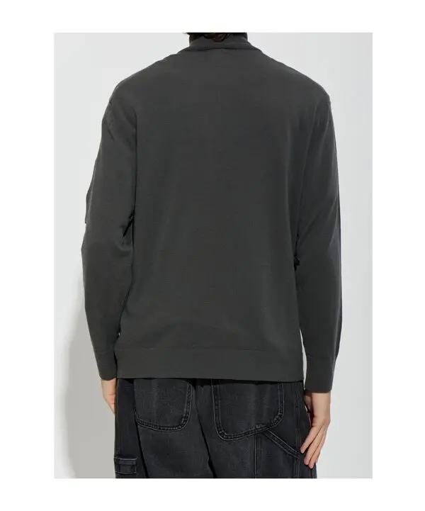 C.P. COMPANY Lens-detail Quarter-zip Sweater - Grey