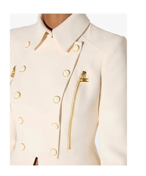 Elisabetta Franchi Jacket In Double Layer Stretch Crêpe Fabric - No