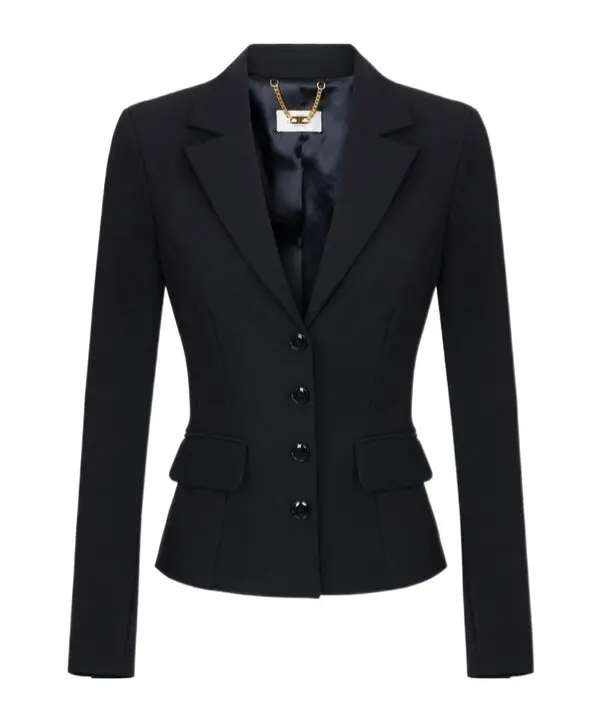 Elisabetta Franchi Single-breasted Long-sleeve Blazer - Black