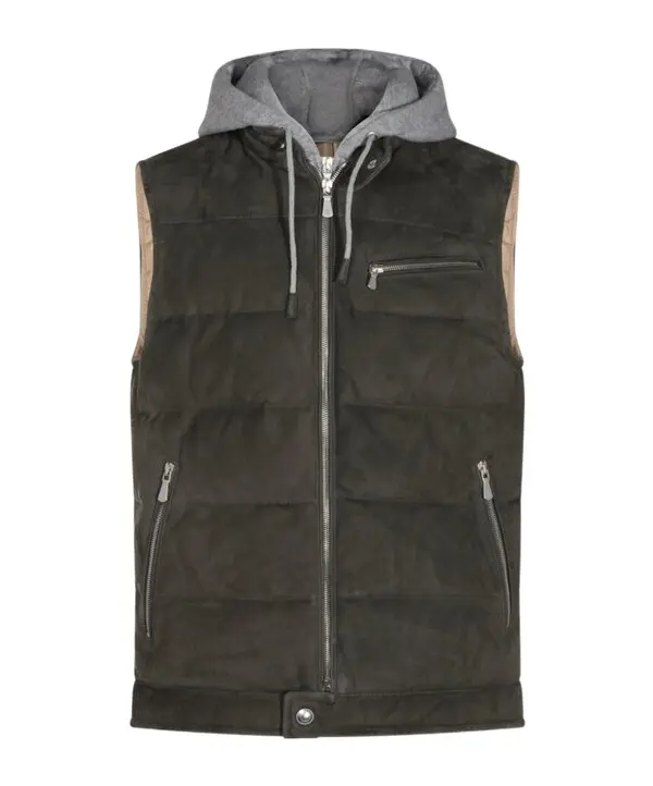 Eleventy Padded Hooded Gilet Jacket - Green