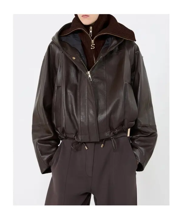 Sportmax Hooded Leather Jacket