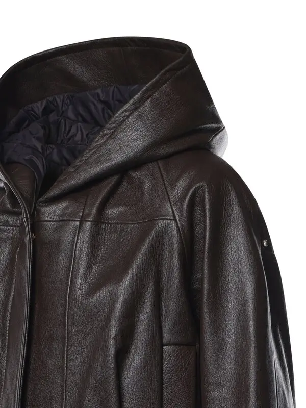 Sportmax Hooded Leather Jacket
