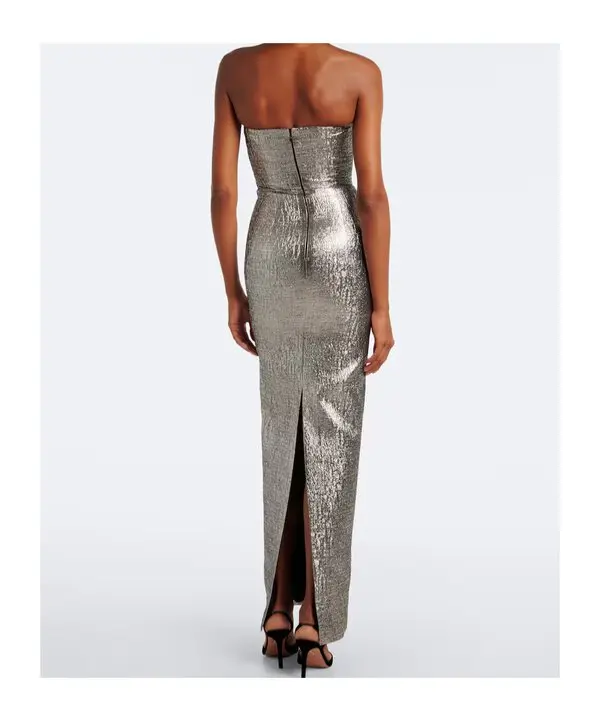 Roland Mouret Pleated Lamé Jacquard Bustier Gown