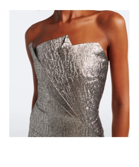 Roland Mouret Pleated Lamé Jacquard Bustier Gown