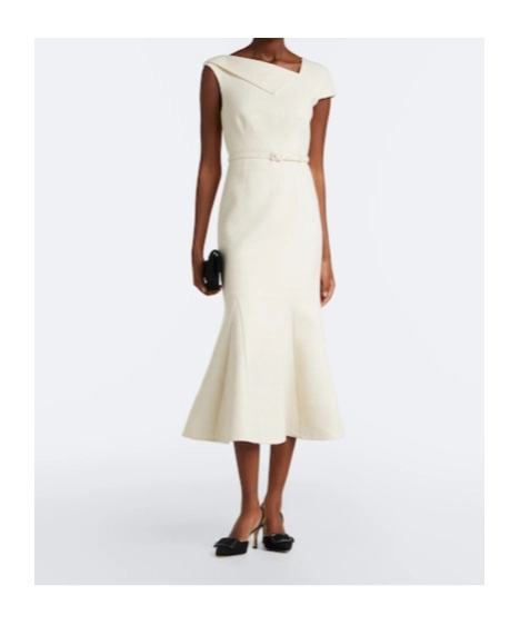 Roland Mouret Asymmetric Tweed Dress With Tie Detail - White