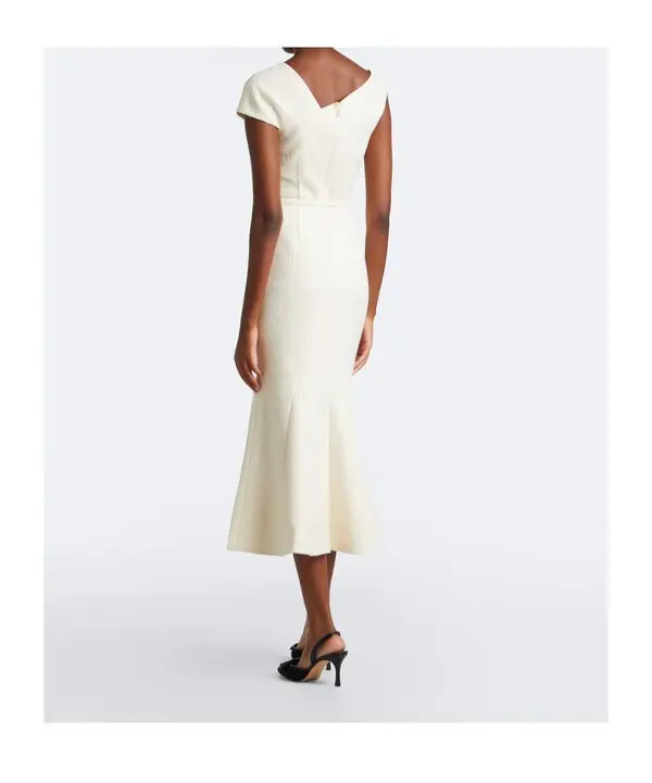 Roland Mouret Asymmetric Tweed Dress With Tie Detail - White