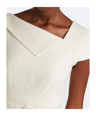 Roland Mouret Asymmetric Tweed Dress With Tie Detail - White