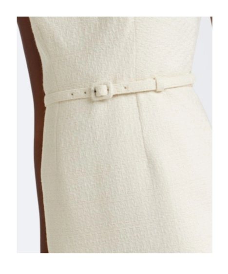 Roland Mouret Asymmetric Tweed Dress With Tie Detail - White