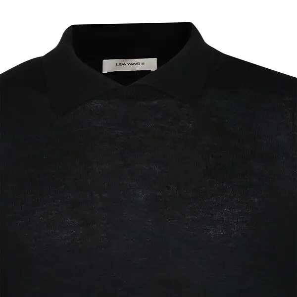 LISA YANG Fine Knit Polo Sweater