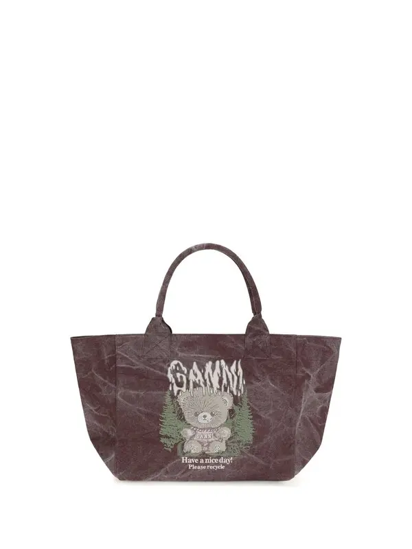 GANNI Medium Trapeze Teddy Print Shopping Bag