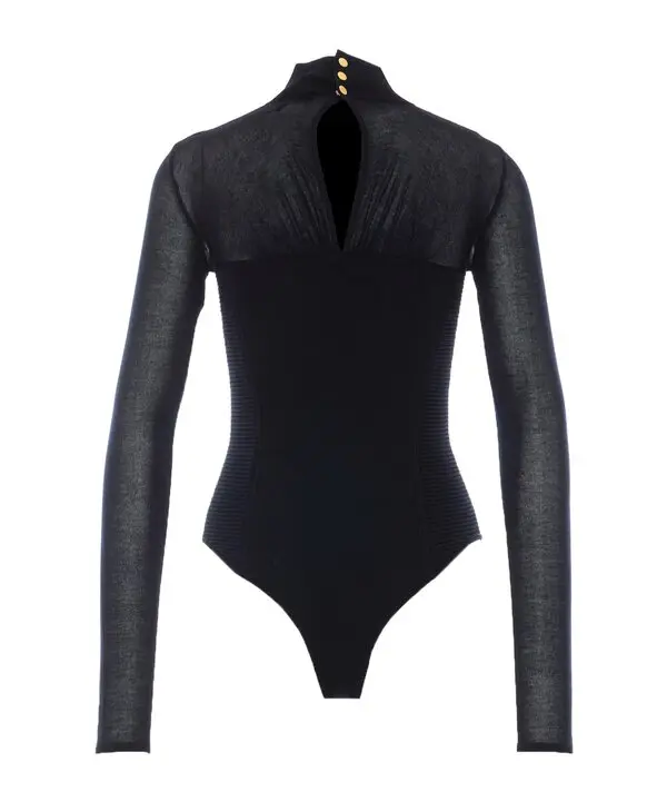 Elisabetta Franchi Long Sleeved Ribbed Bodysuit