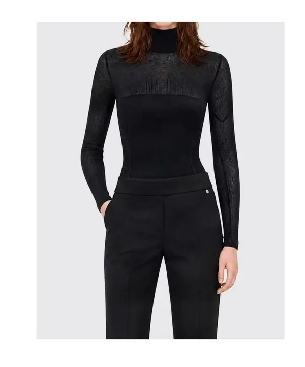 Elisabetta Franchi Long Sleeved Ribbed Bodysuit