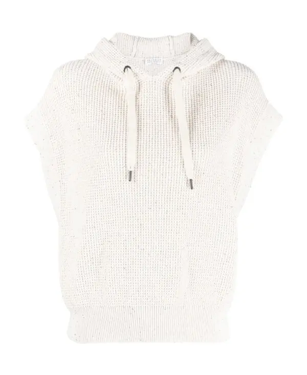 Brunello Cucinelli Hooded Sleeveless Jumper - White