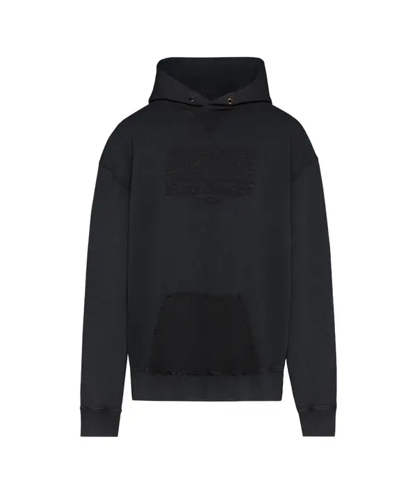 MAISON MARGIELA Logo Embroidered Reverse Hoodie - Black