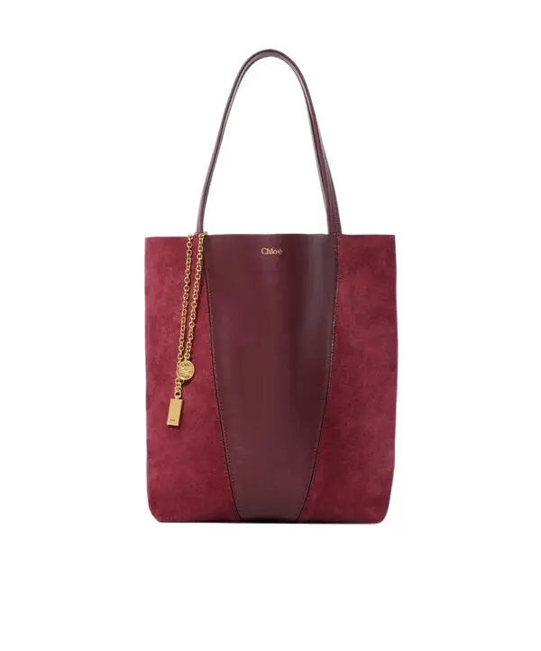 Chloé Spin Chain Detail Tote Bag - Burnt Red