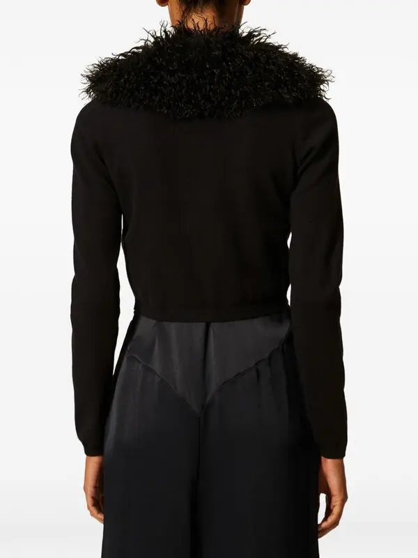 TWINSET Cropped Cardigan With Faux Fur