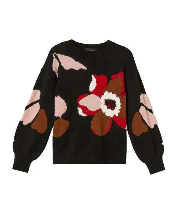 TWINSET Floral Jacquard Sweater - Black