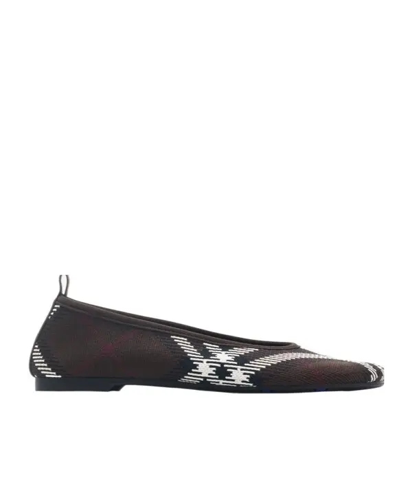 Burberry Checked Knitted Slip-on Ballerina Shoes