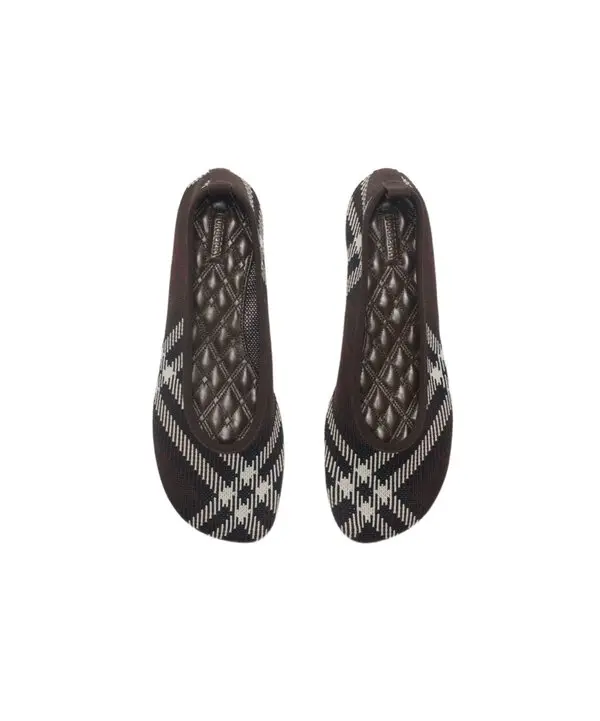 Burberry Checked Knitted Slip-on Ballerina Shoes