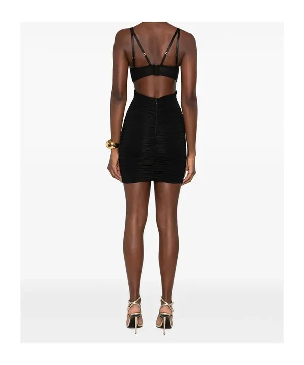 Elisabetta Franchi Ruched Cutout-detail Mini Dress - Black