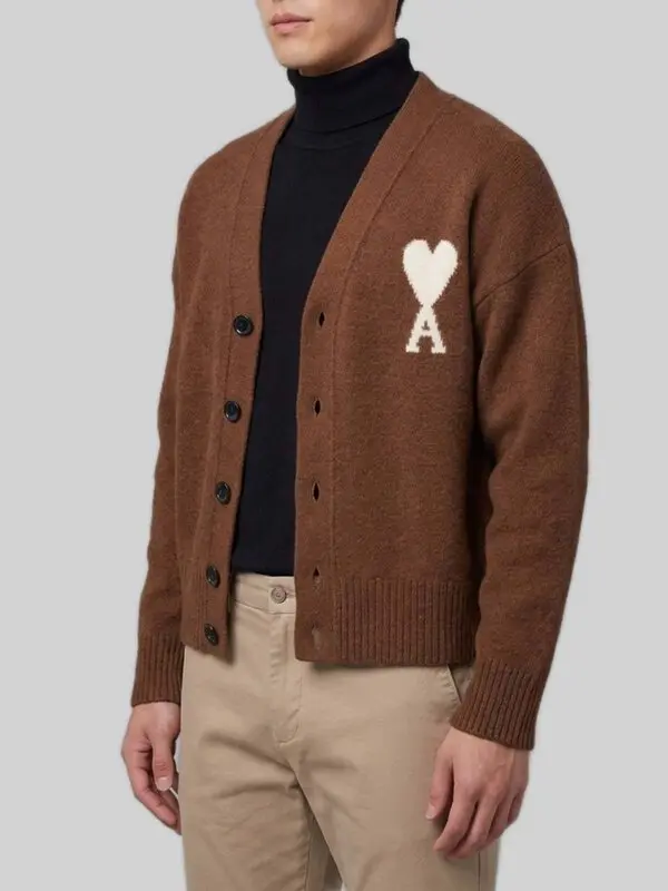 AMI Paris Heart Logo Buttoned Cardigan