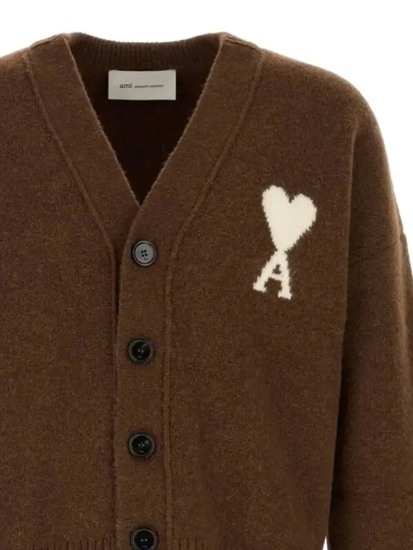 AMI Paris Heart Logo Buttoned Cardigan