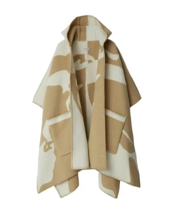 Burberry Ekd-motif Hooded Wool Cape