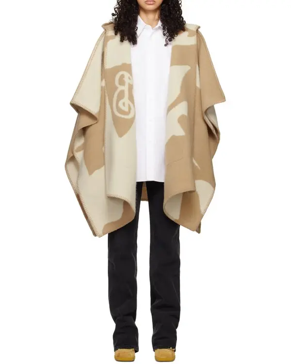 Burberry Ekd-motif Hooded Wool Cape