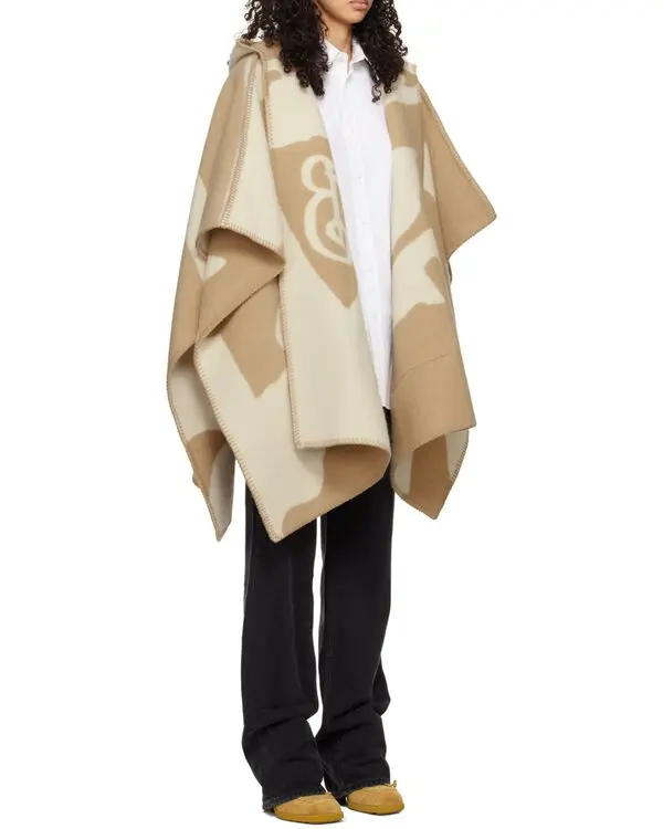 Burberry Ekd-motif Hooded Wool Cape