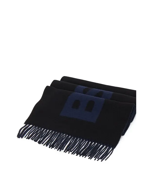 Hugo Boss Logo Jacquard Fringed Edge Scarf
