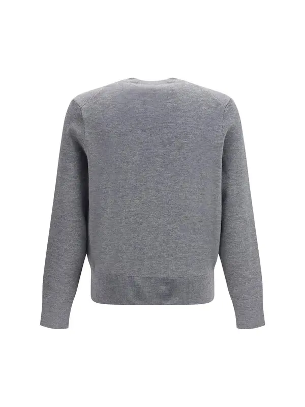 AMI Paris Pull Col Rond De Coeur - Gray