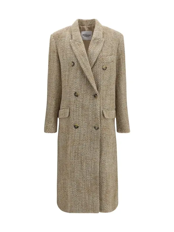Isabel Marant Étoile Marant Pilda Herringbone Wool-blend Coat - Cream