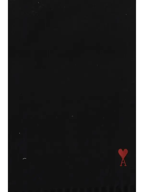 AMI Paris Quota De Coeur Wool Scarf - Black