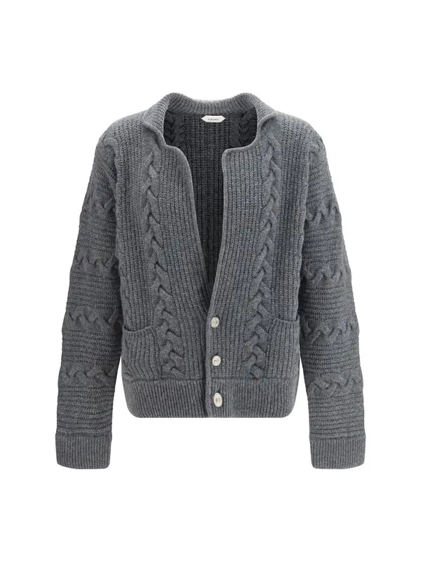Versace Knitted Button Cardigan - Gray