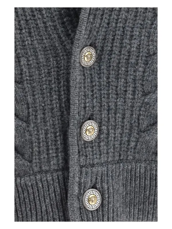 Versace Knitted Button Cardigan - Gray