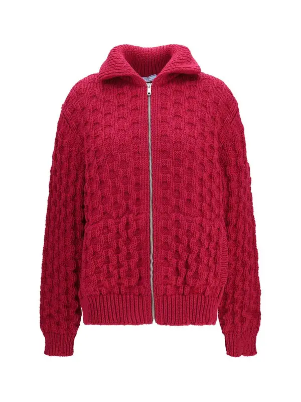 Prada Aran Wool Zip Cardigan