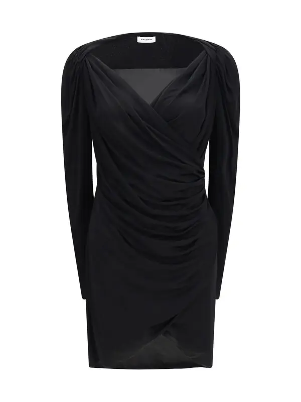 Balmain Draped Jersey Mini Dress
